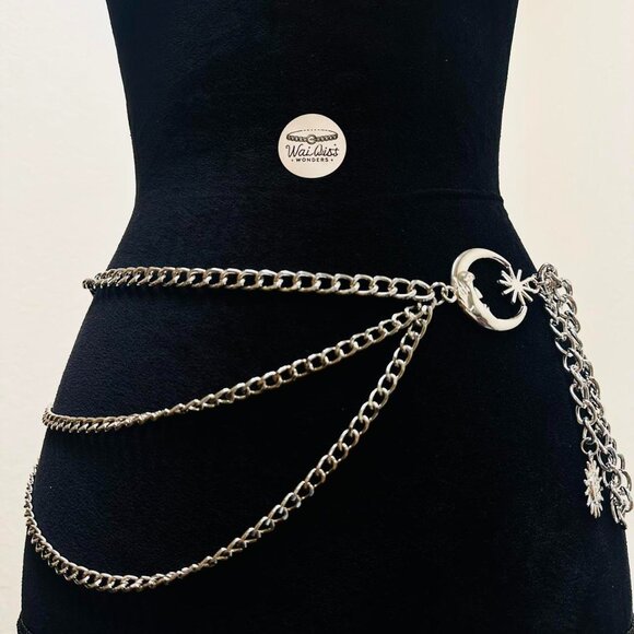 WaistWonders | Accessories | Multilayered Moon Shaped Metal Chain Waist ...